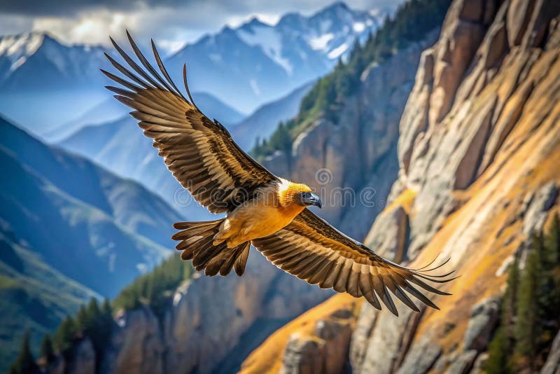 Golden Eagle Soaring Above Mountain Cliffs Stock Illustration ...