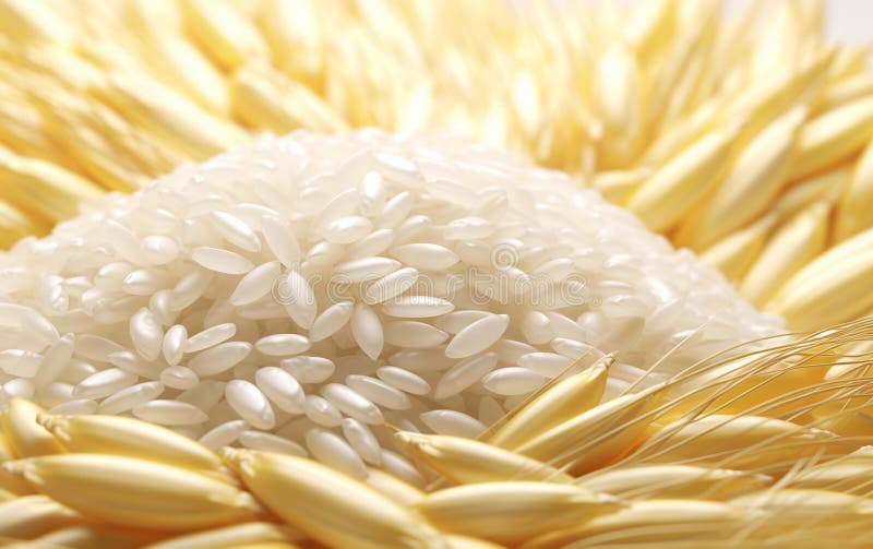 Golden Ears of Rice - Generative Ai Illustration Stock Illustration ...