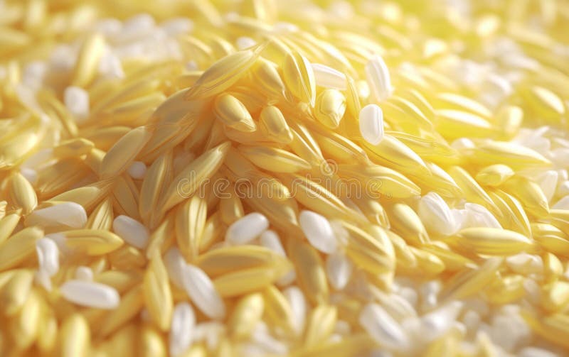 Golden Ears of Rice - Generative Ai Illustration Stock Illustration ...