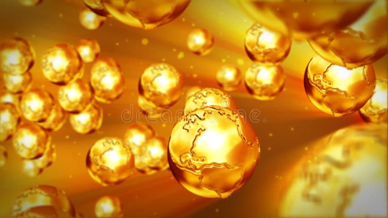 Golden 3D Earth Map Digital Hologram Display on Desk Stock Footage ...