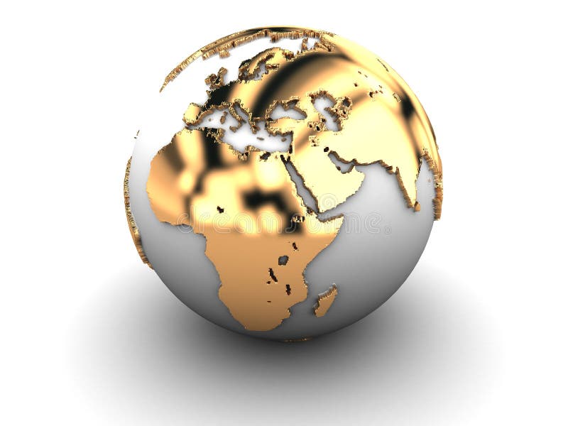 Golden Earth Globe stock illustration. Illustration of ozone - 10588450