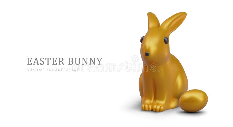 Golden Easter Bunny, Egg. Luxurious Metal Rabbit Figurine Stock Vector ...
