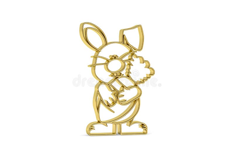 Golden Easter 3d Icon - Golden Easter Bunny on White Background Stock ...