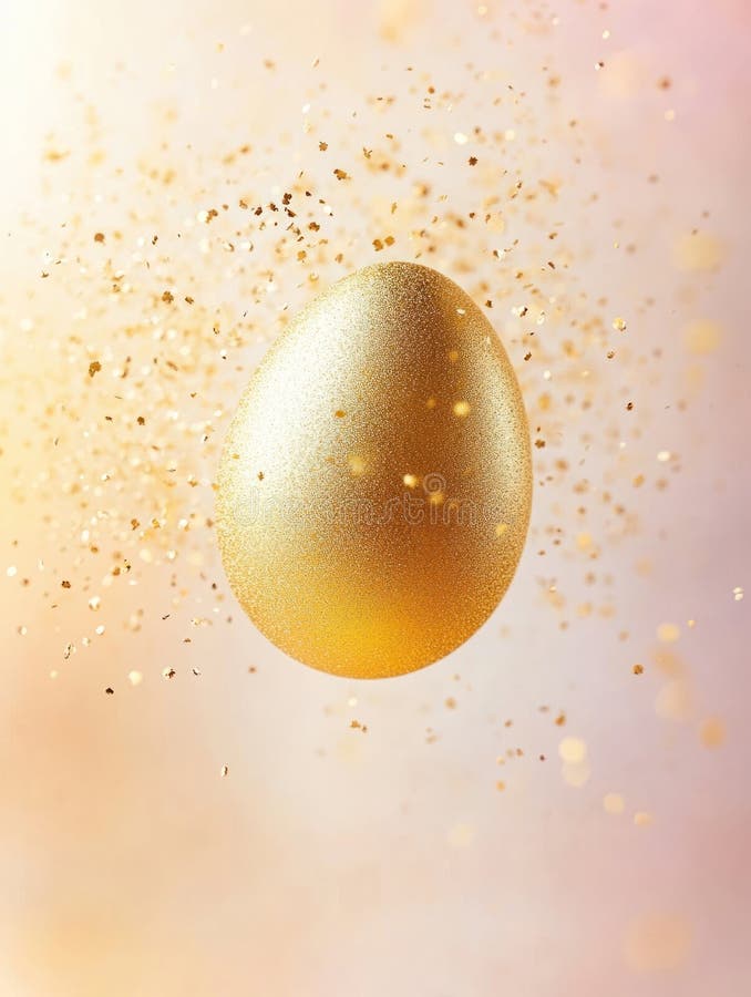 Golden Easter Egg Amidst Sparkling Confetti for Festive Design and ...