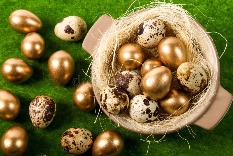 Golden easter egg. stock image. Image of partridge, easter - 80184353