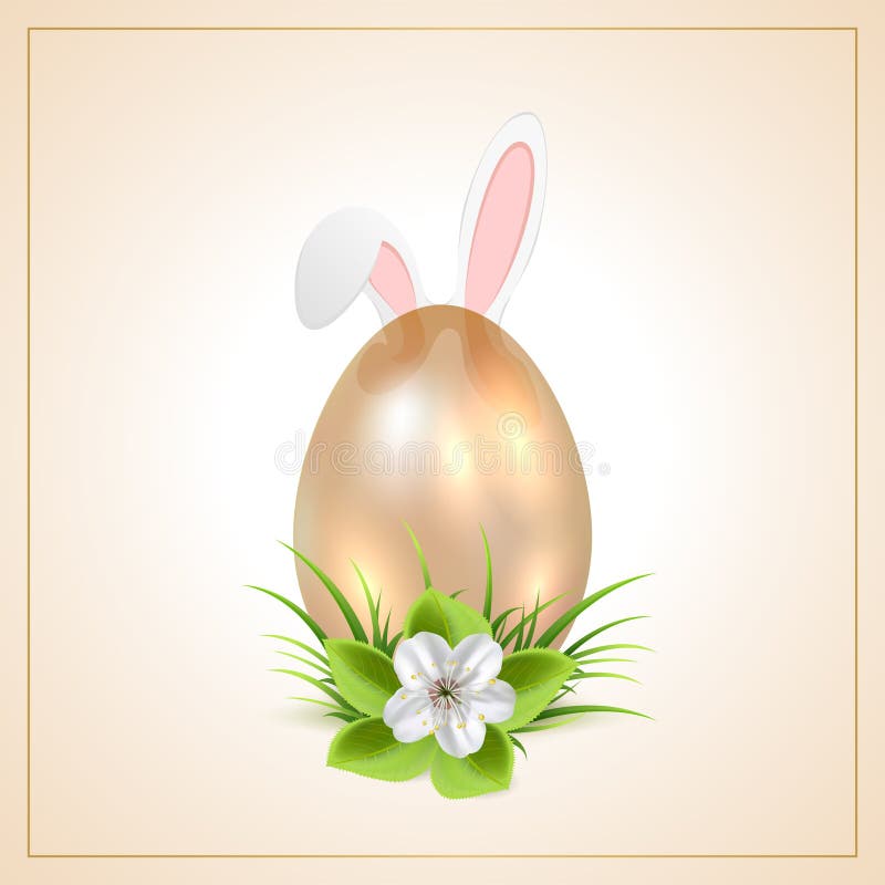 Golden Easter Egg With Bunny Ears. Stock Illustration - Illustration of ...