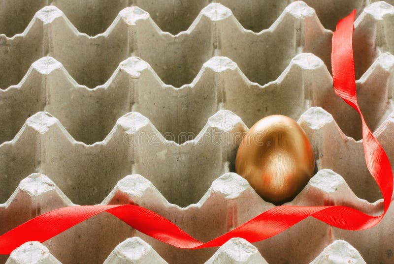 Golden Easter Egg with Red Silk Ribbon Stock Photo - Image of eggs ...