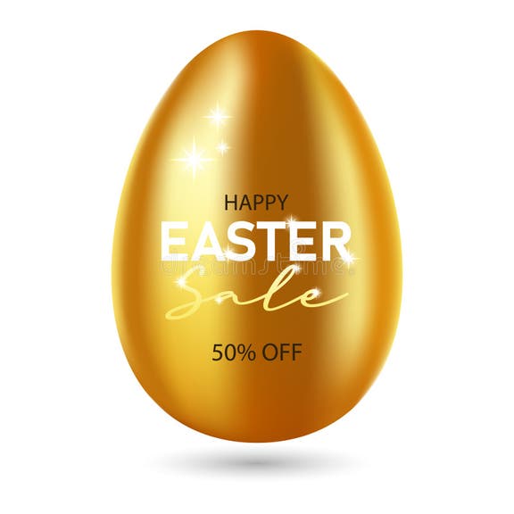 Golden Easter Egg and Text Easter Sale. 3d Luxury Illustration Stock ...