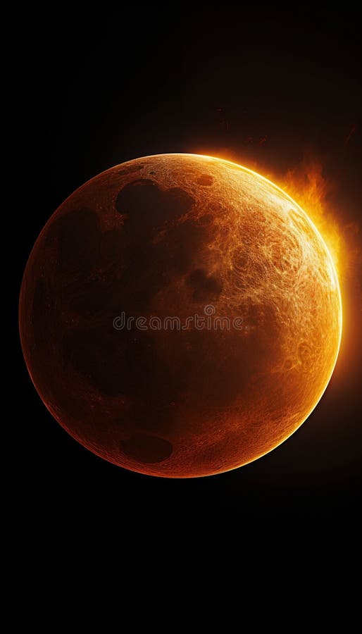 Golden Eclipse of the Moon on Black Background. Generative Ai Stock ...