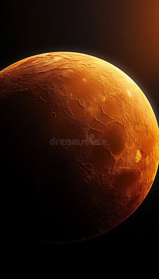Golden Eclipse of the Moon on Black Background. Generative Ai Stock ...