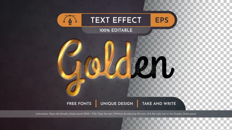 Golden - Editable Text Effect, Font Style Stock Vector - Illustration ...