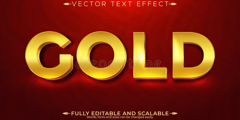 Golden Editable Text Effect, Metallic and Shiny Text Style Stock Vector ...