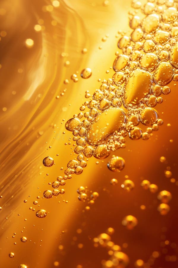 Golden Effervescence: Macro View of Bubbles in Liquid. Generative Ai ...