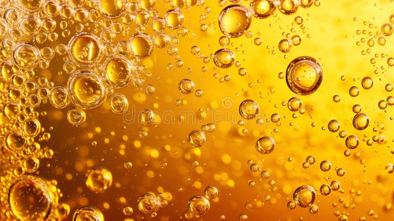 Golden Effervescence: Macro View of Bubbles in Liquid. Generative Ai ...