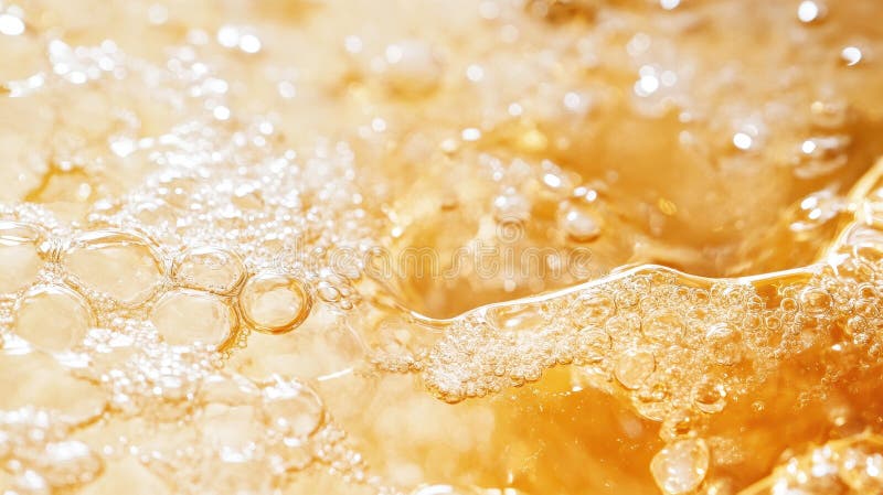 Golden Effervescent Bubbles in Sparkling Liquid Macro Stock Photo ...