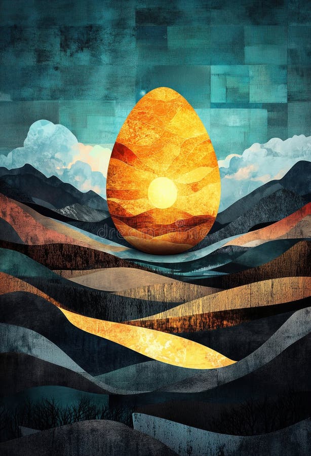Golden Egg in Mountain Landscape Stock Image - Image of sunlight, environment: 358277615