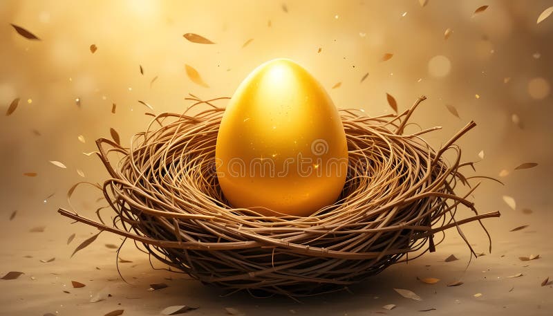 Golden Egg in a Nest: a Symbol of Wealth and Prosperity Stock ...