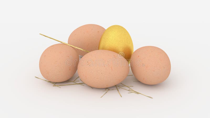 Golden Egg among Ordinary Eggs Stock Image - Image of individuality ...