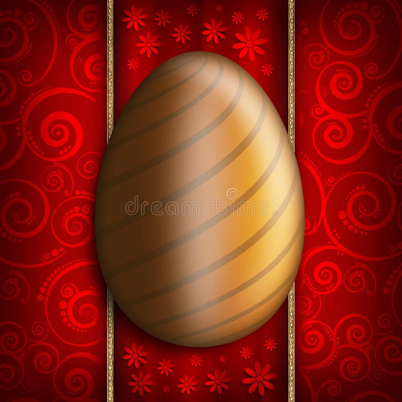 Golden Egg on Red Patterned Background Stock Illustration ...