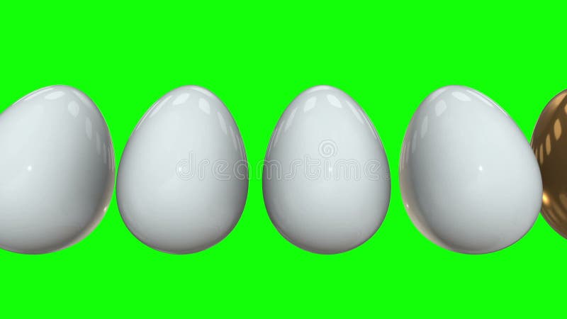 Golden Egg in a Row of the White Eggs. 3D. Stock Video - Video of copy ...