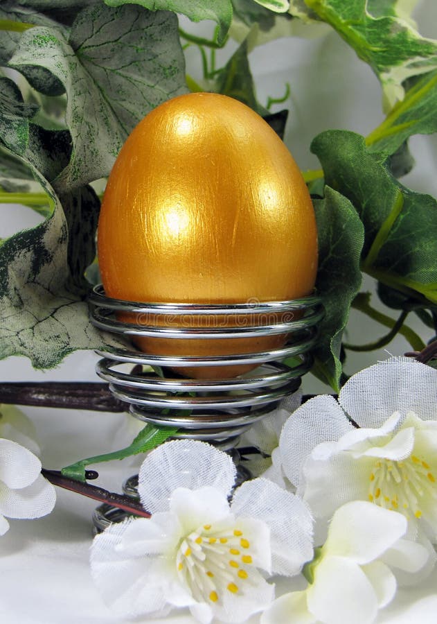 Golden Egg - Spring Easter Decoration Stock Photo - Image of flowers ...