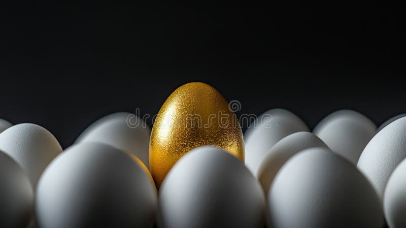 Golden Egg among White Eggs in Dramatic Lighting Stock Image - Image of elegance, individuality ...