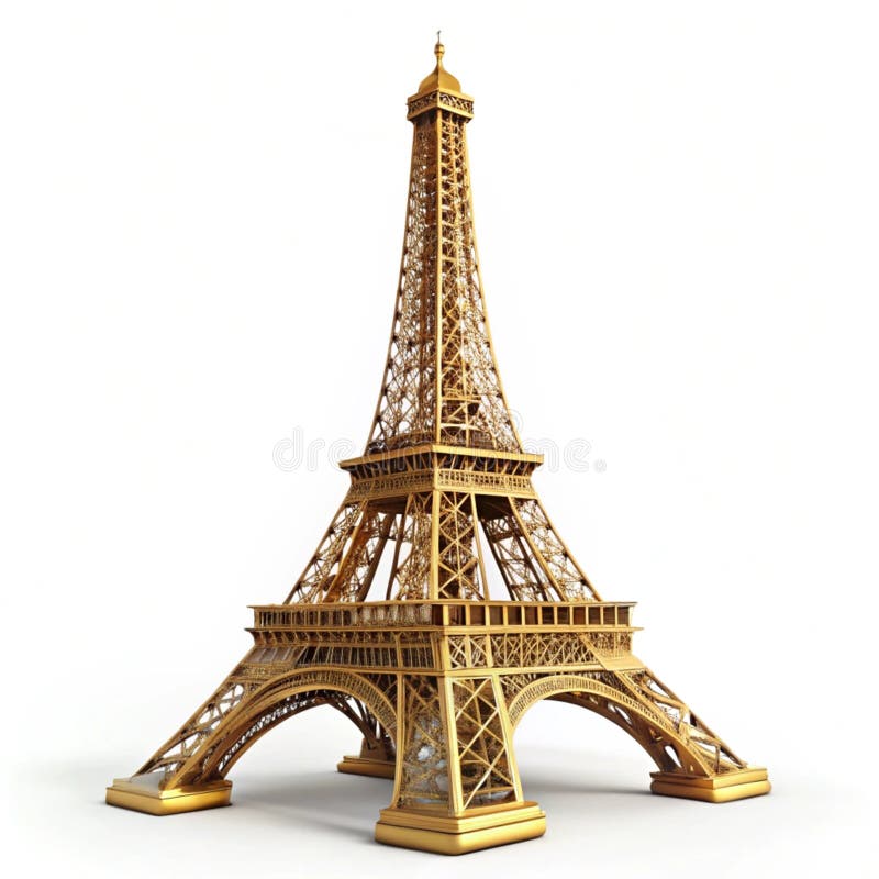 Golden Eiffel Tower stock illustration. Illustration of wood - 356951589