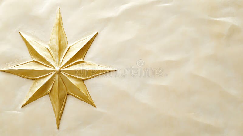 Golden Eight Pointed Star on Beige Textured Background Stock Image ...