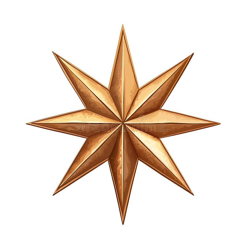 Golden EightPointed Star 3D Render of a Metallic Starburst Stock ...