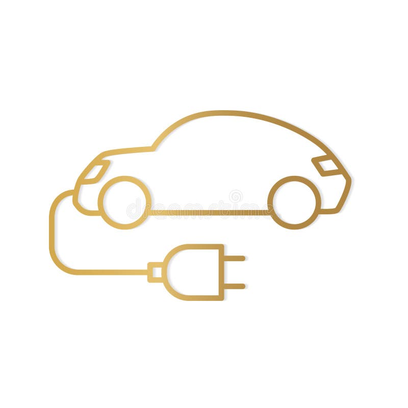 Golden electric car icon stock vector. Illustration of auto - 197233270