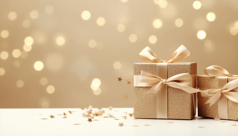 Golden Elegance: Gift Delight Stock Illustration - Illustration of ...