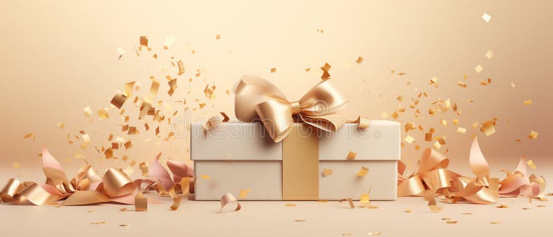 Golden Elegance: Gift Delight Stock Illustration - Illustration of ...
