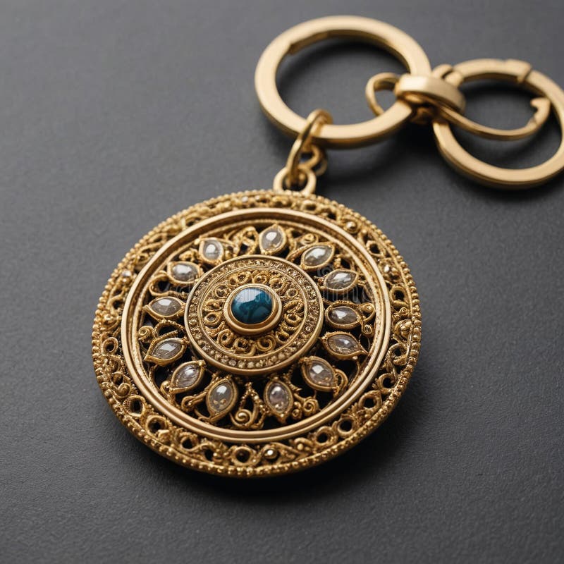 Golden Elegance Luxurious Keychain Adorned with Intricate Details Stock ...