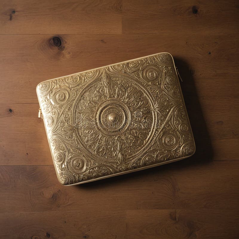Golden Elegance Luxurious Laptop Case in Detail Stock Illustration ...