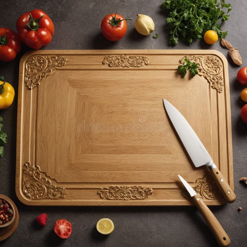 Golden Elegance Stylish Cutting Board with Border Design in Warm Tones ...