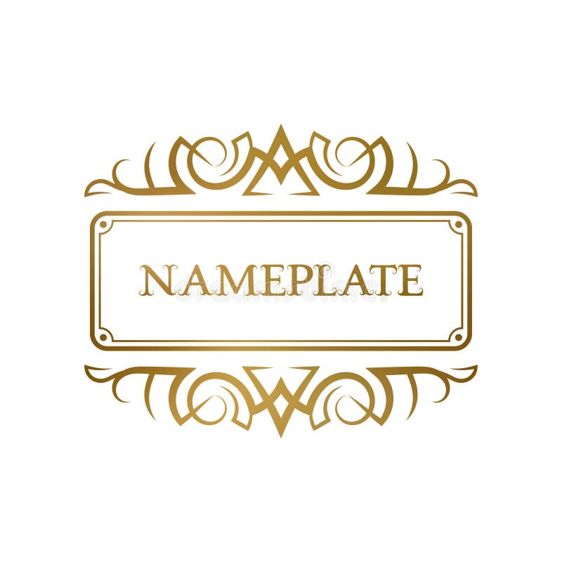Golden Elegant Frame with Vintage Ornaments for Nameplate or Label ...