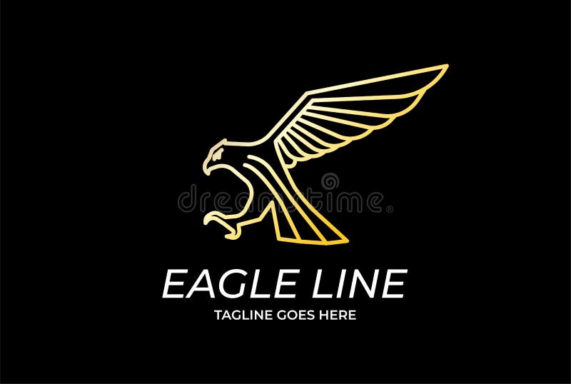 Golden Elegant Hawk Eagle Falcon Line Monogram Logo Design Vector Stock ...