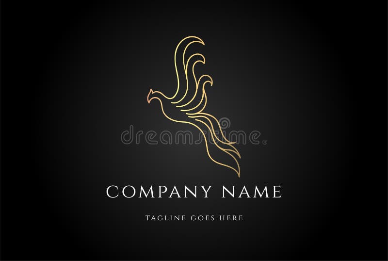 Golden Elegant Luxury Flying Phoenix Bird Logo Design Vector Stock ...