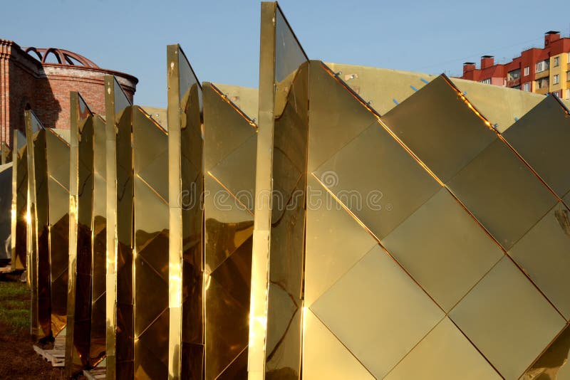 Golden Elements of the Dome Under Construction Close-up Outdoors ...