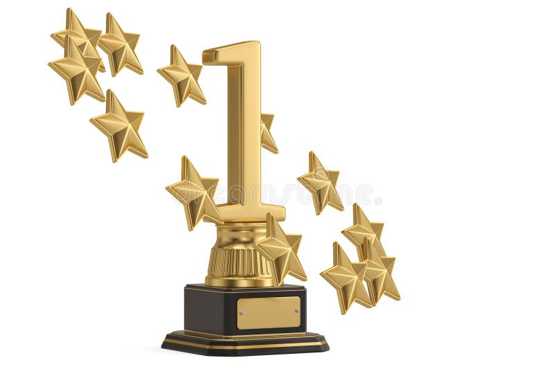 Golden Email Symbol Trophy Isolated on White Background. 3D ...