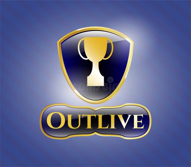 Golden Emblem with Trophy Icon and Outlive Text Inside Stock ...