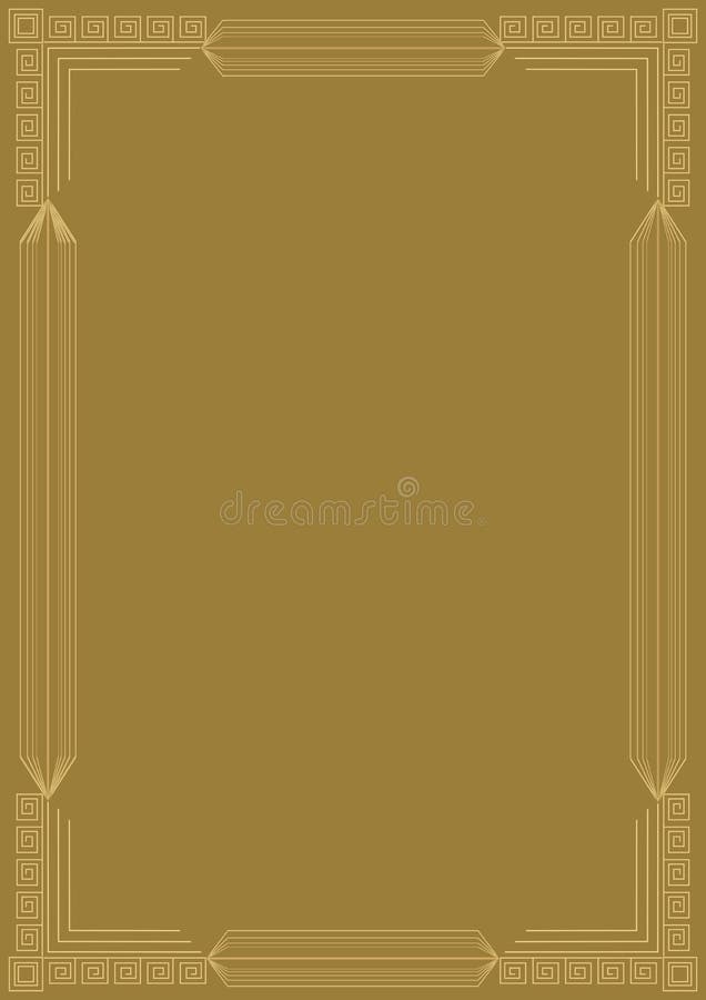 Golden Embossed Art Deco Frame. Relief Geometric Patterns on Gold ...