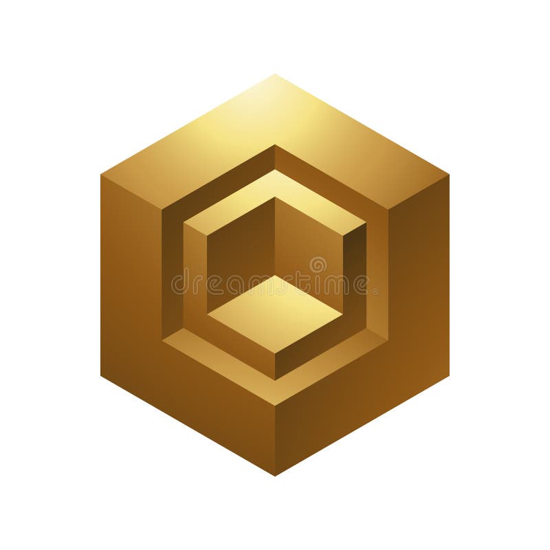 Golden Embossed Hexagonal Cube Shapes on White Background Stock Vector ...