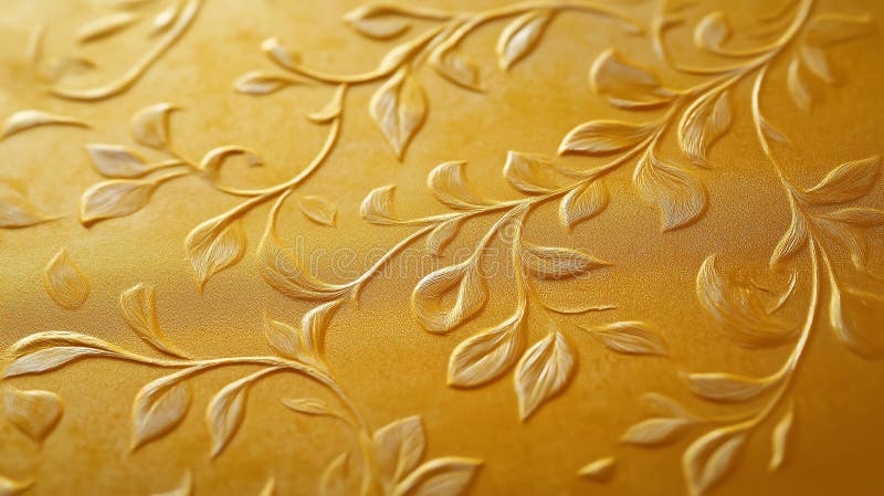 Golden Embossed Leaves Create a Luxurious Textured Pattern Stock ...