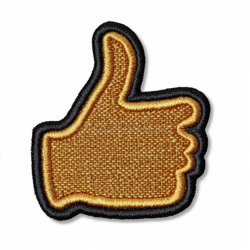 Golden Embroidered Thumbs Up Patch, Isolated on White Background, Patch ...