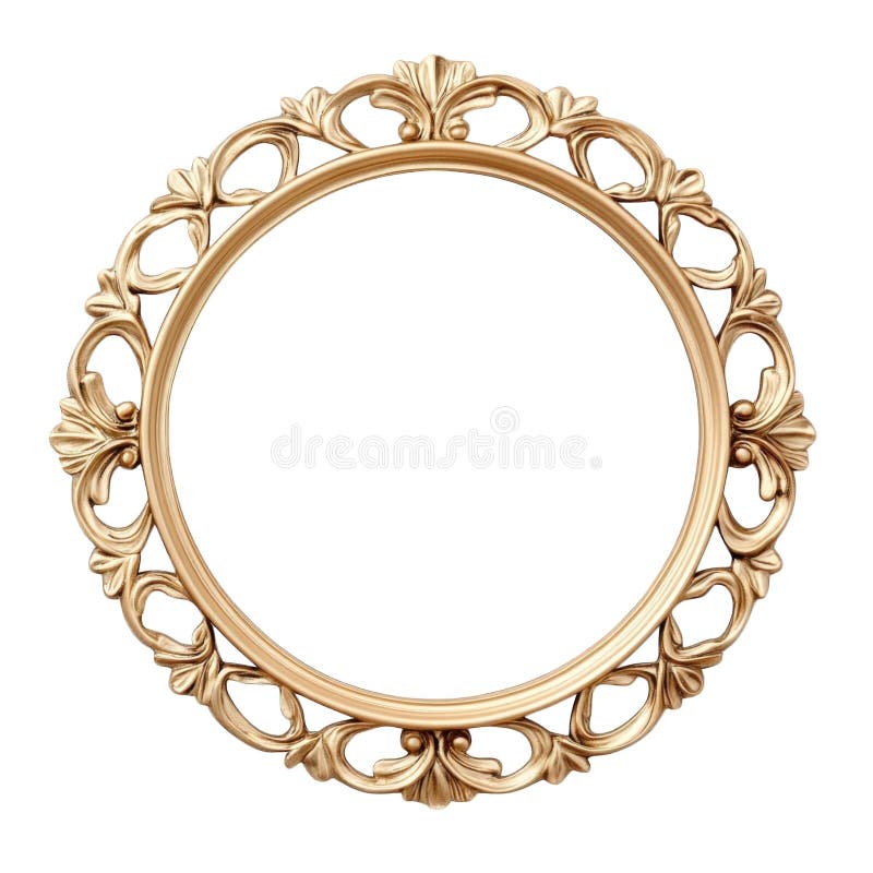 Golden Empty Baroque Ornate Circle Frame with Isolated Transparent ...