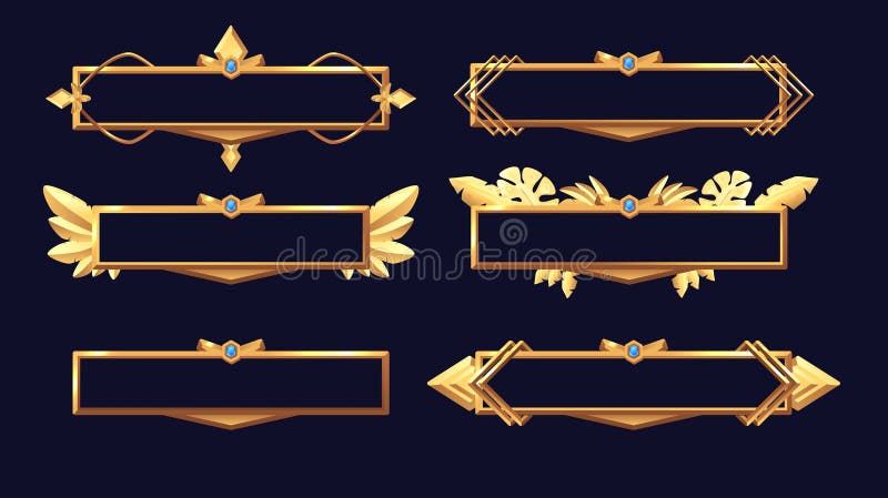 Golden Empty Decorated Metal Frames for Game Ui Design. Stock Vector ...