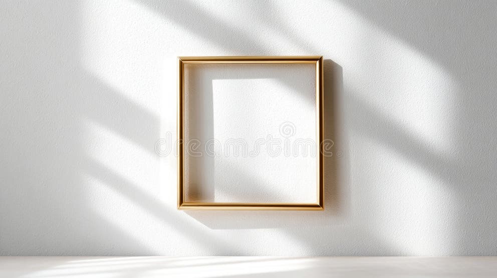 Empty Golden Frame Hanging on a White Wall in a Minimalist Interior ...