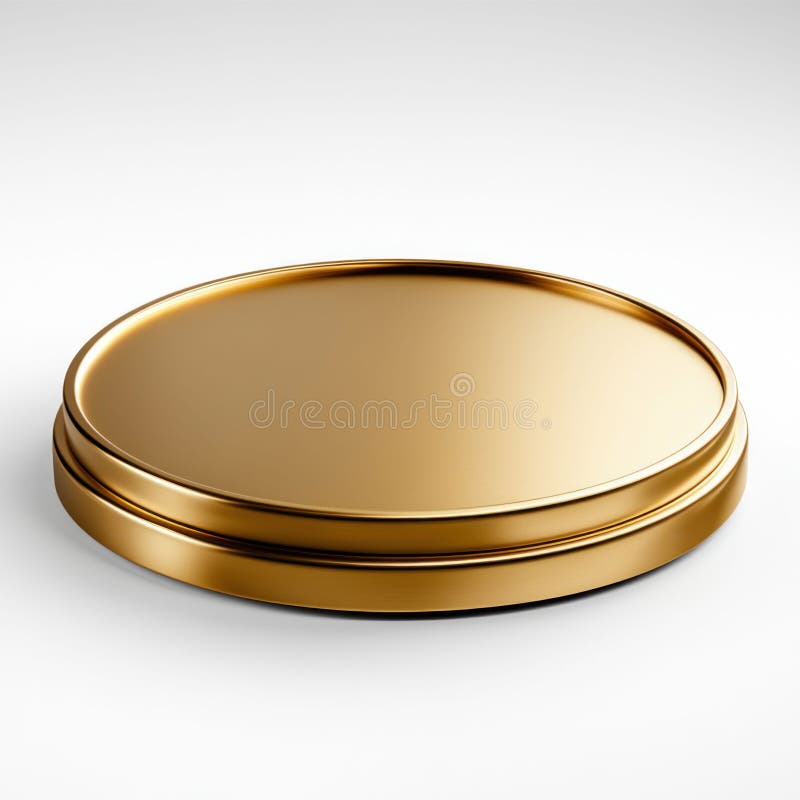 Golden Empty Platform Display Isolated on White Background Stock ...