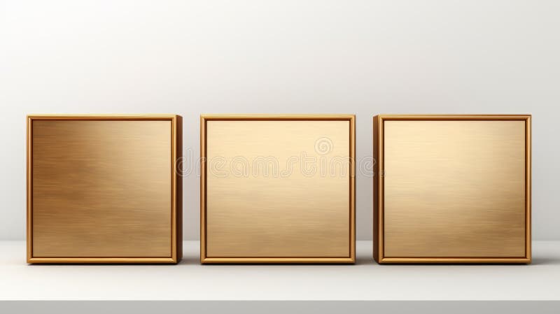 Golden Empty Frame Chest on Minimalistic White Background Stock ...